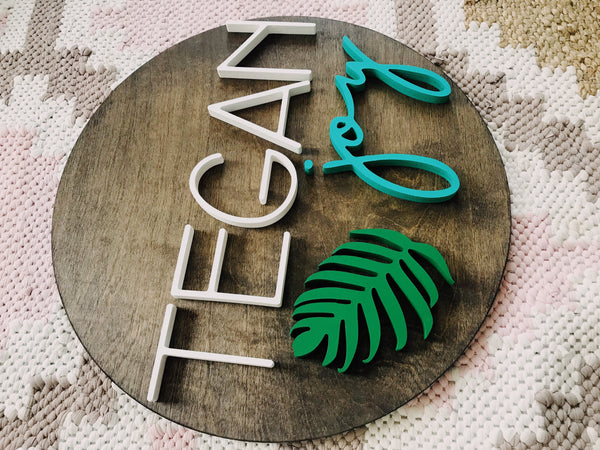 18" Palm Leaf Round Name Sign – The Trendy Timber